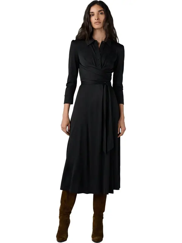 Diane Von Furstenberg Sana Midi Shirt Dress - Black
