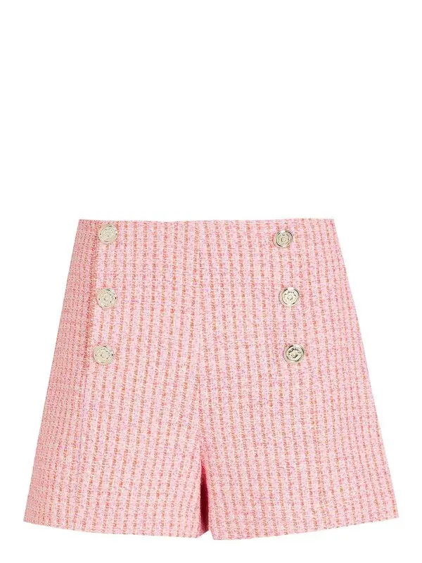 Maje Metallic Cotton-blend Tweed Shorts - Baby Pink