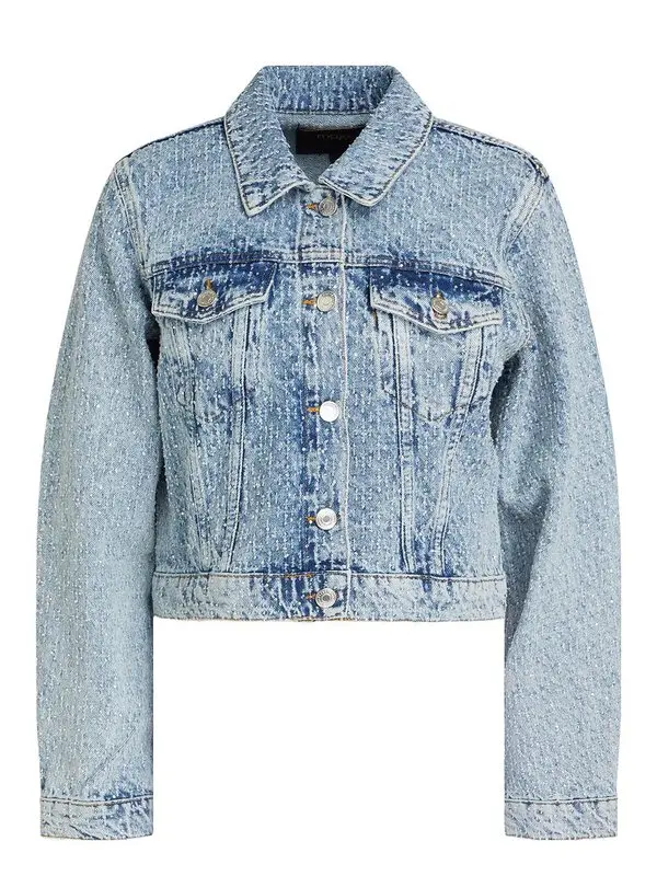 Maje Crystal-embellished Denim Trucker Jacket - Light Denim