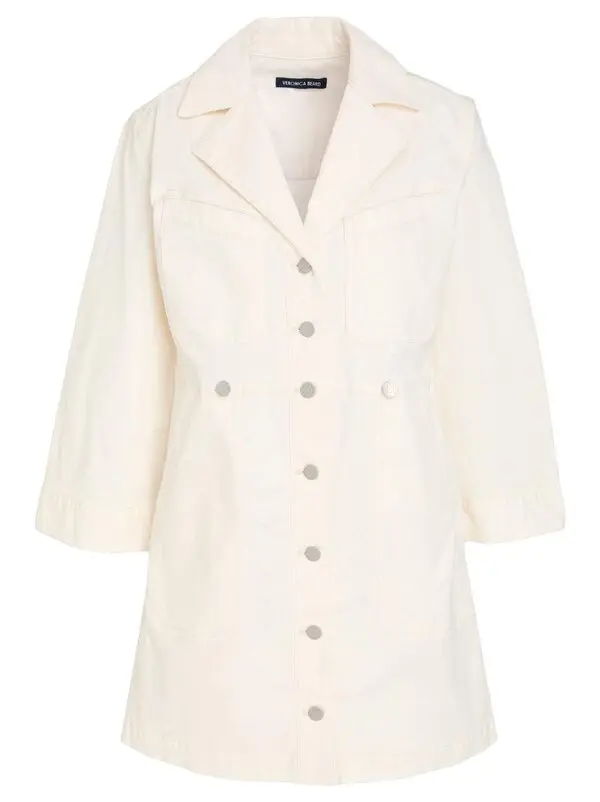 Veronica Beard Mckinley Mini Shirt Dress - Ecru