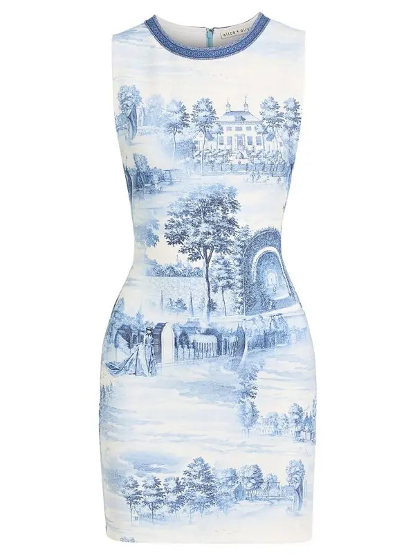 Alice + Olivia Wynell Printed Mini Dress - Blue