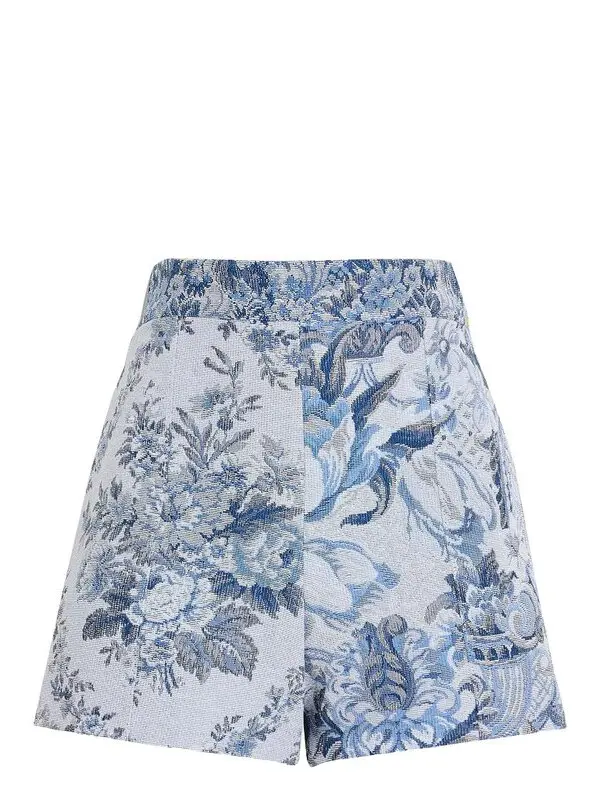 Alice + Olivia Hera Floral-jacquard Shorts - Sky Blue