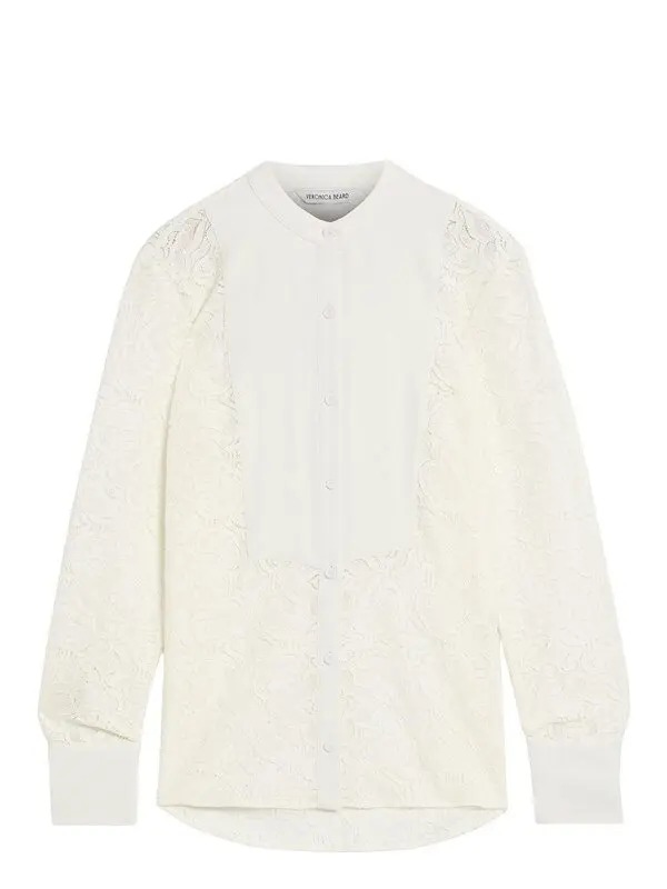 Veronica Beard Naya Guipure Lace And Piqué Shirt - Ivory