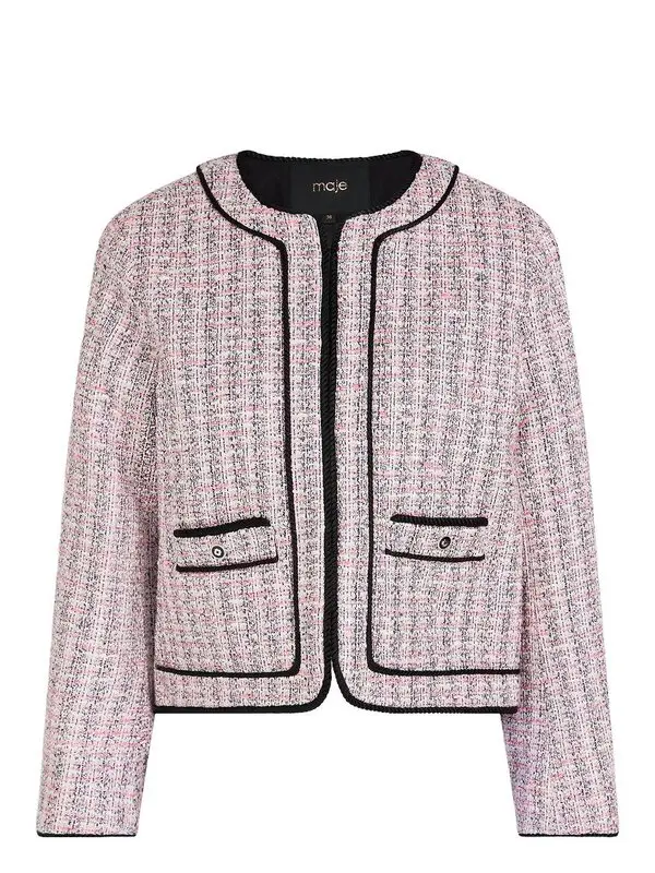 Maje Metallic Tweed Jacket - Baby Pink