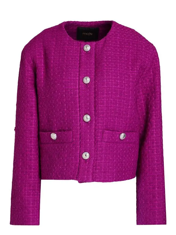 Maje Cotton-blend Tweed Jacket - Magenta