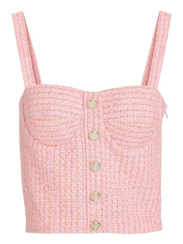 Maje Metallic Tweed Bustier Top - Baby Pink