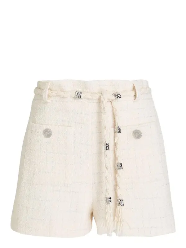 Maje Metallic Checked Tweed Shorts - Ivory