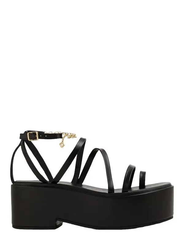 Maje Chain-embellished Leather Platform Sandals - Black