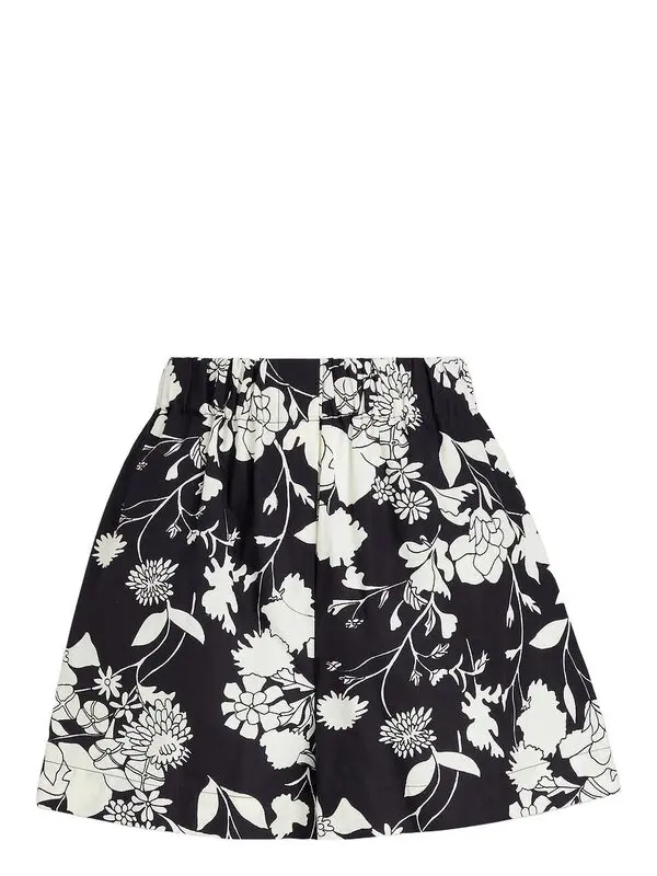 Maje Floral-print Cotton Shorts - Black