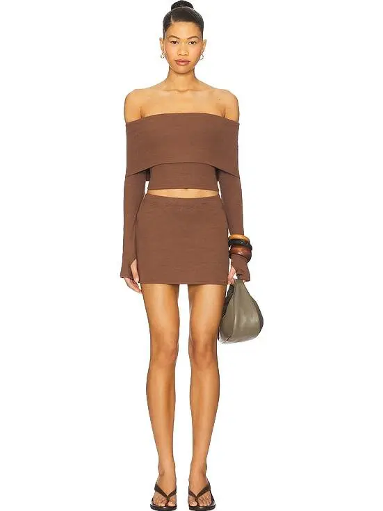 Superdown Marks Skirt Set - Brown
