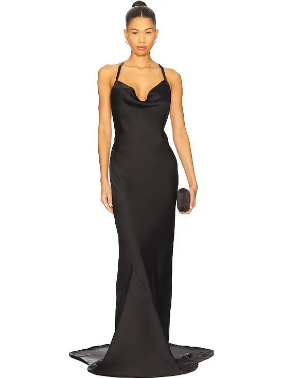 Norma Kamali Cross Back Bias Gown - Black