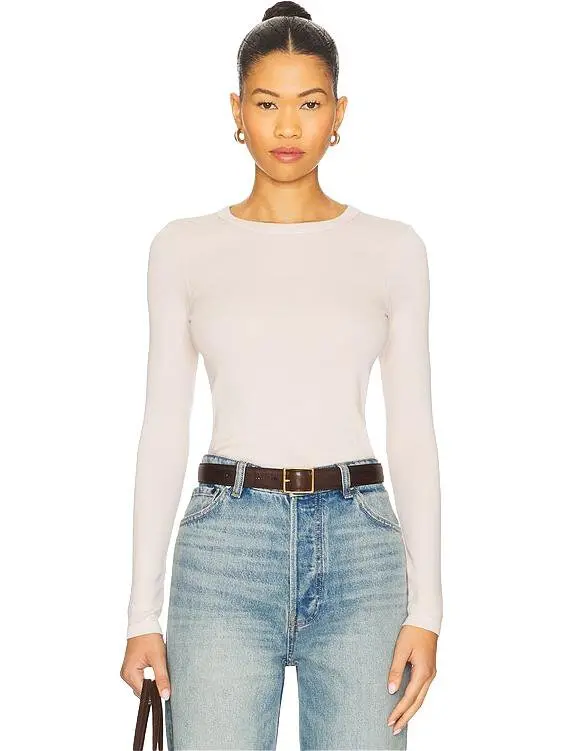 Enza Costa Supima Cotton Long Sleeve Tee - Parchment