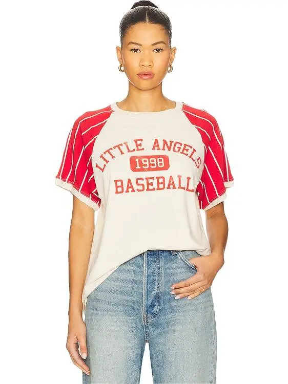 Daydreamer Little Angels Baseball Raglan Ringer - Dirty White Combo