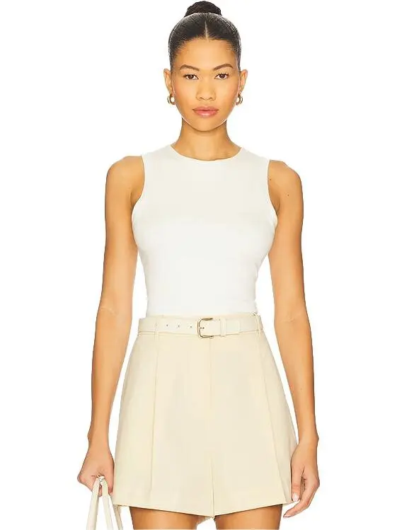 Eterne Sleeveless Crewneck Soft Jersey Top - Ivory