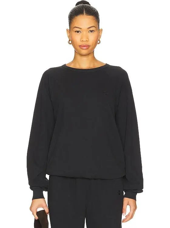 Eterne Oversized Lightweight French Terry Raglan Sweatshirt - Faded Black