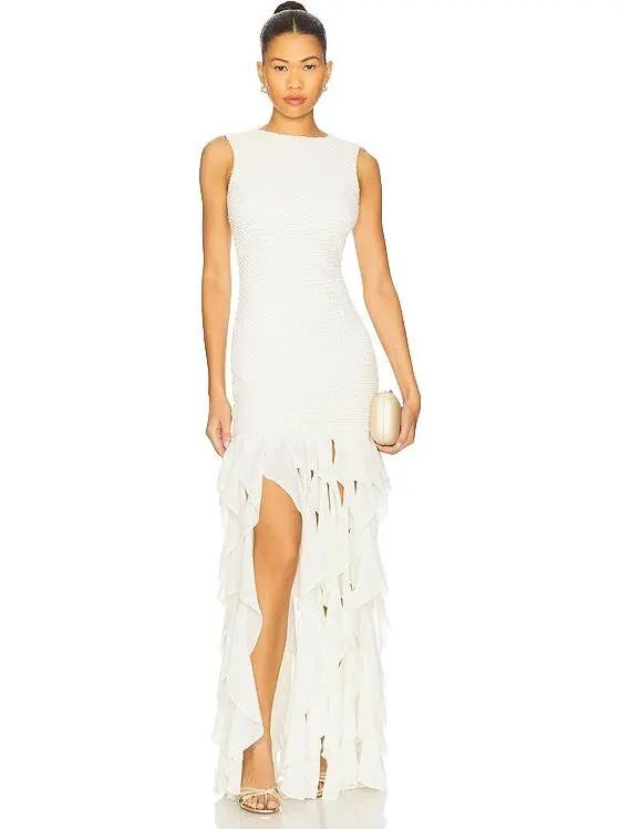 PatBO Gavea Mesh Maxi Dress - Off White