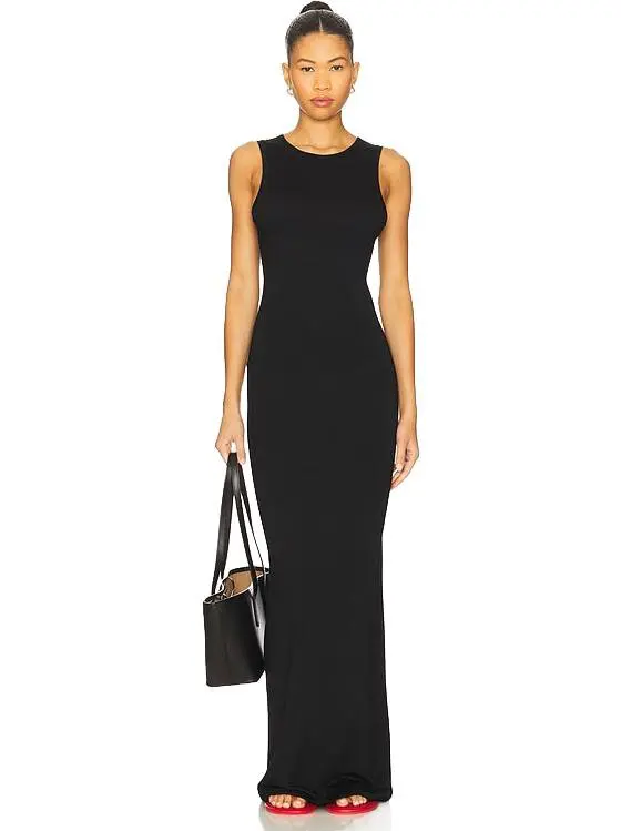 Eterne Sleeveless Crewneck Maxi Dress - Black
