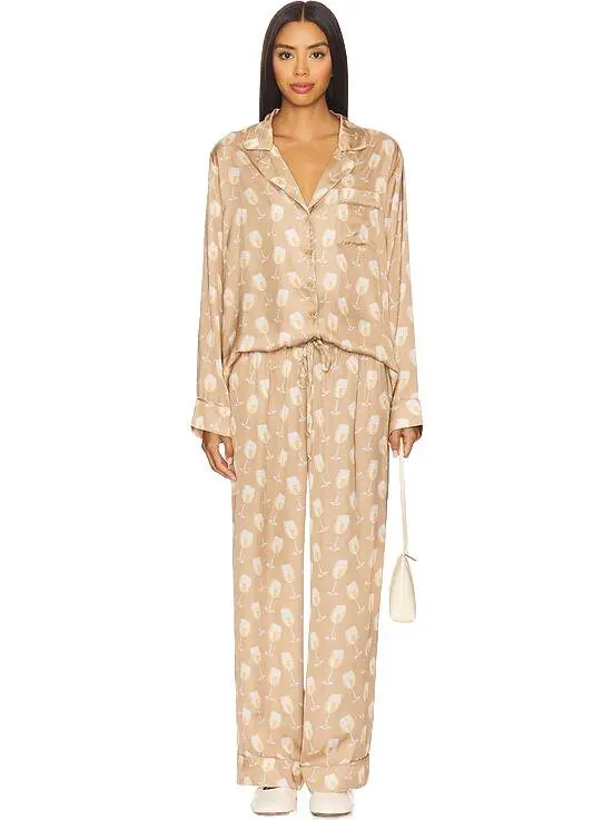 Show Me Your Mumu Classic Pajama Set - White Wine Silky