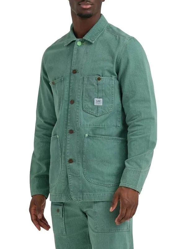 LEEM Cotton Button-up Jacket - Overdye Magic Mint R