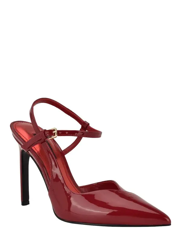 Nine West Ankle Strap Pointed Toe Pumps - Dark Red
