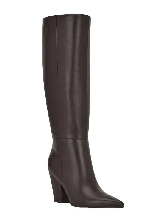 Nine West Adera Pointed Toe Knee High Boots - Dark Brown