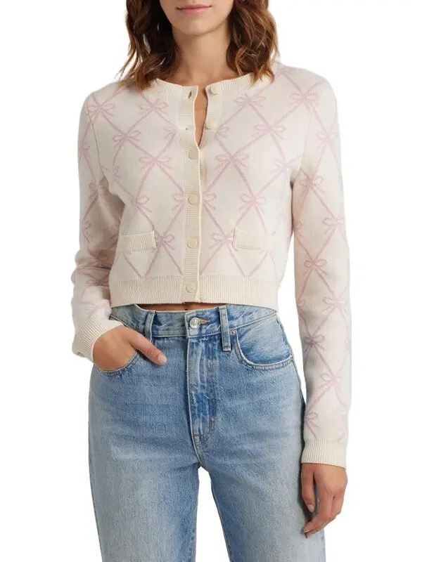 LoveShackFancy Veronika Crop Cardigan - Milk Rose