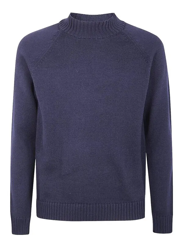 ZANONE Stockinette Stitch Slim Fit Mock Neck Sweater - Blue