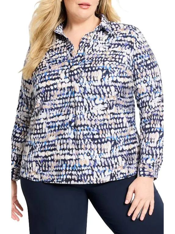 NIC+ZOE Harvest Dot Pullover Top - Blue Multi
