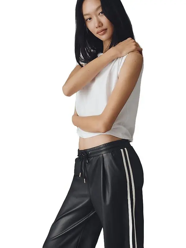 BISHOP + YOUNG Faux Leather Wide-leg Track Pants - Black