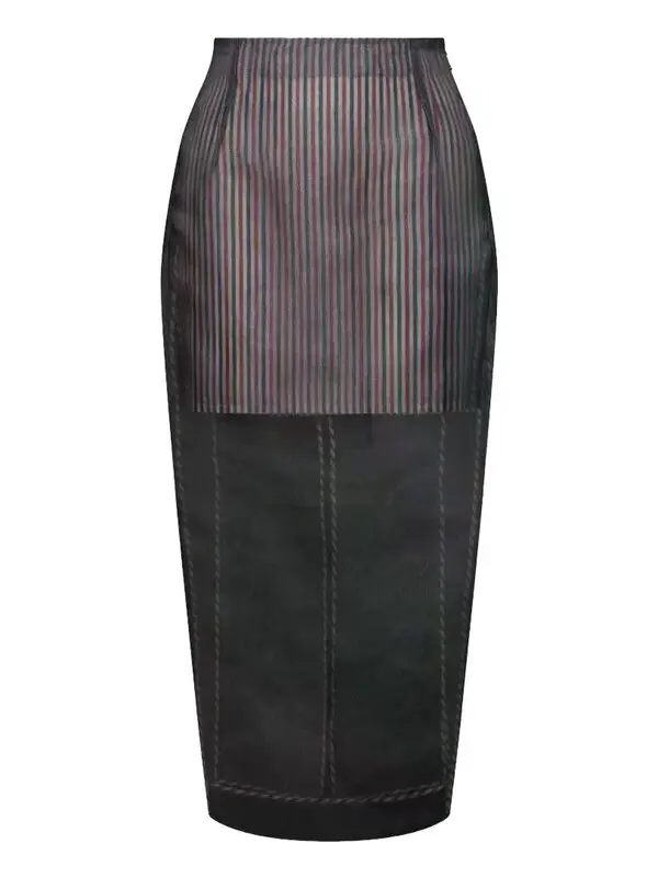 Thom Browne Striped Organza Pencil Skirt - Black