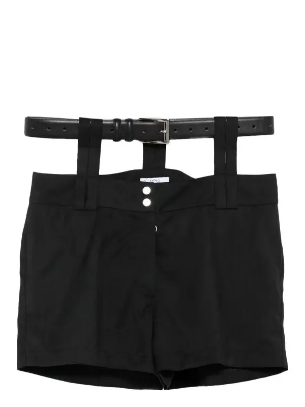 VESTIAIRE D'UN OISEAU LIBRE Belted Wool Shorts - Black