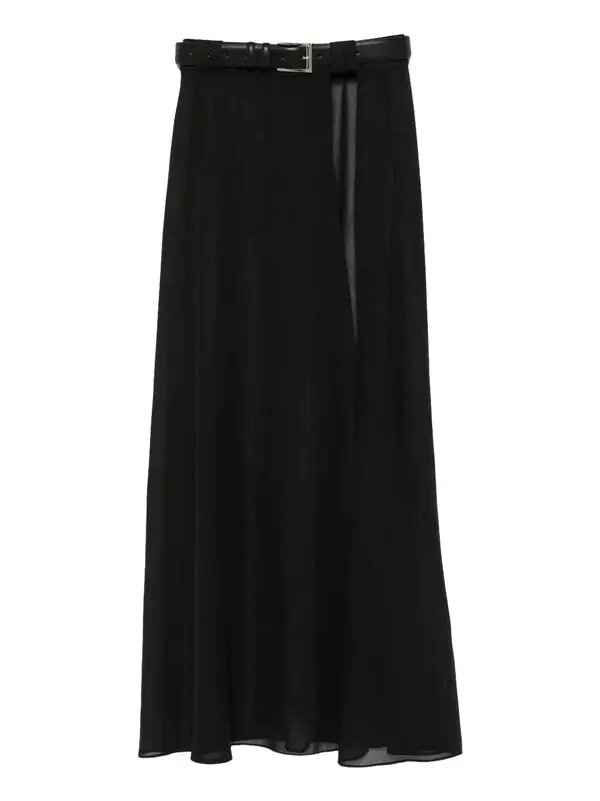 VESTIAIRE D'UN OISEAU LIBRE Belted Midi Skirt - Black