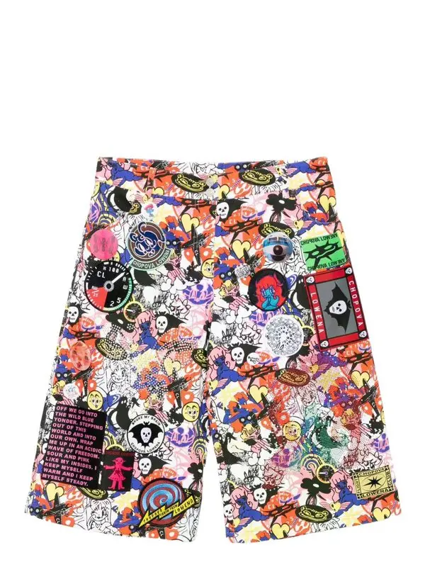 CHOPOVA LOWENA Cosmo Printed Shorts - White