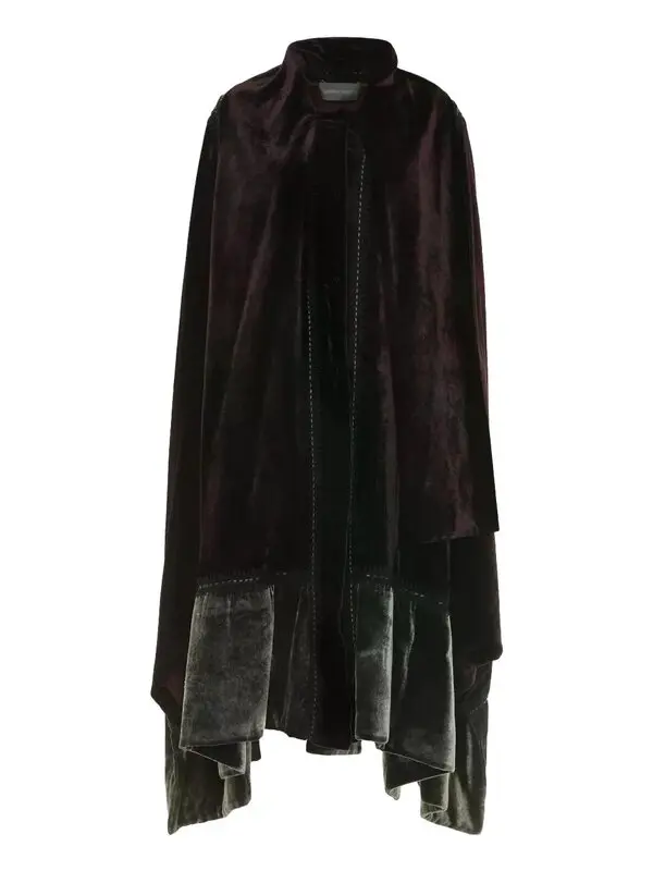 Alberta Ferretti Velvet Ruffled Cape - Brown