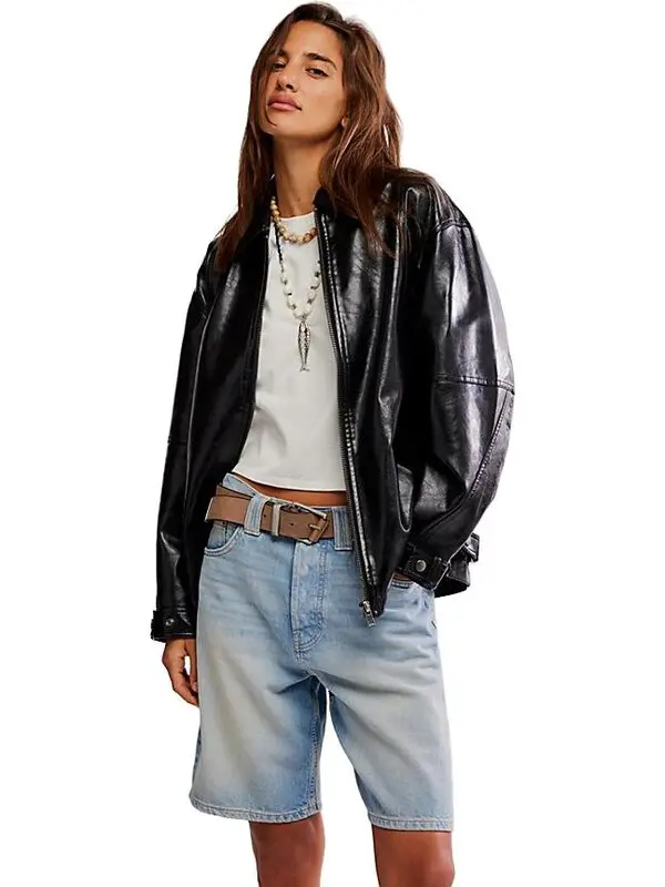 Free People We The Free Sloane Vegan Leather Jacket - Black