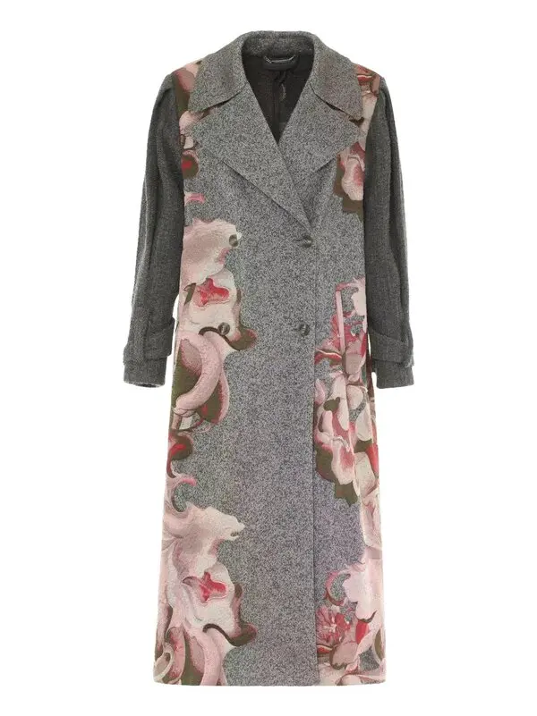 Alberta Ferretti Floral-embroidered Coat - Grey