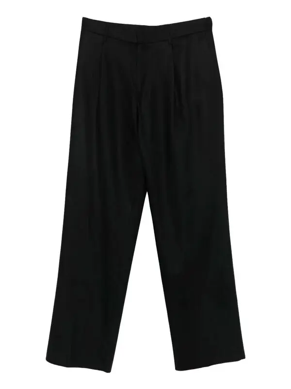 LARDINI Pleated Straight-leg Trousers - Black