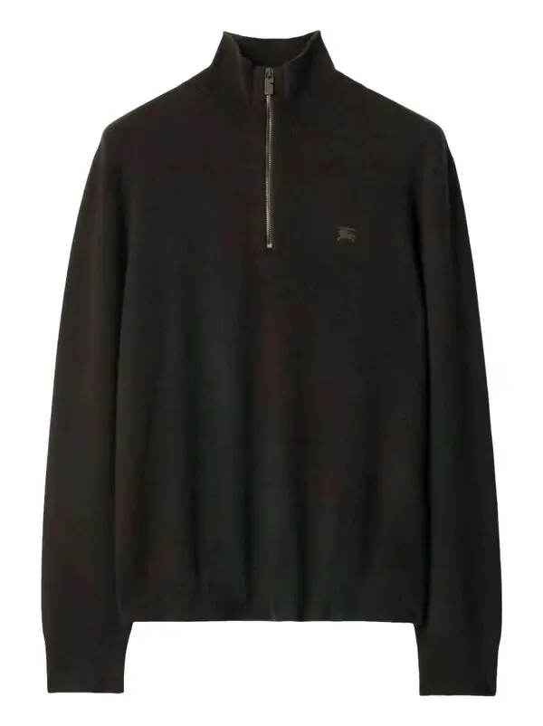 Burberry Embroidered Half-zip Sweater - Brown