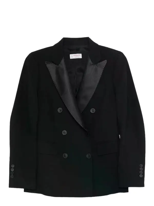 Alberto Biani Double-breasted Blazer With Satin Lapel - Black