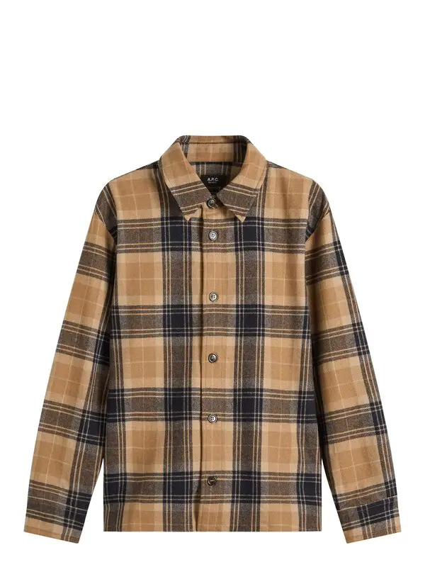 A.p.c. Bobby Check Wool Overshirt - Dark Navy