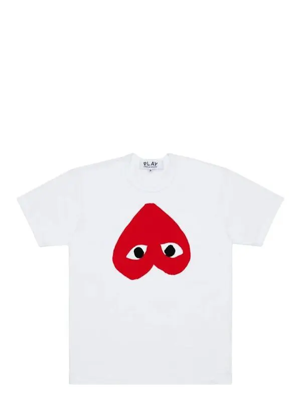 Play Comme Des Garcon Reverse Heart Logo T-shirt - White/red
