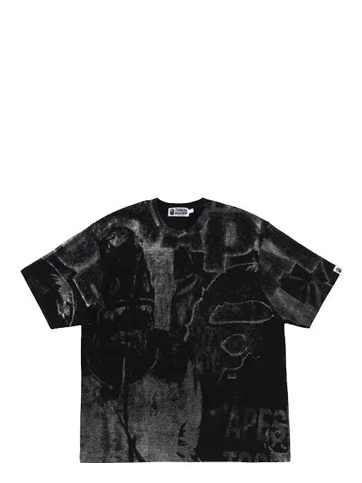 A BATHING APE Metallic Coated Overall Print Relaxed Fit Tee Shirt - Black