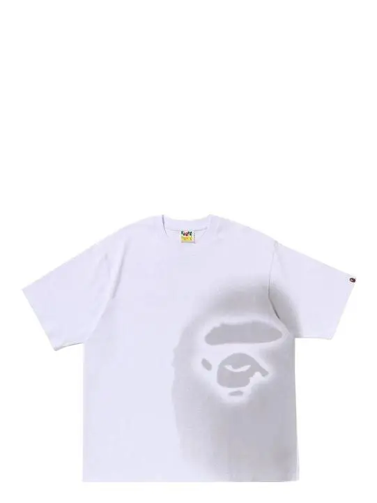 A BATHING APE Spray Print Ape Head Relaxed Fit I Tee Shirt - White
