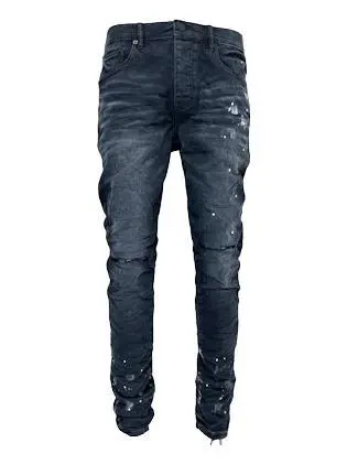 PURPLE BRAND Resin Knee Slit Jean - Black