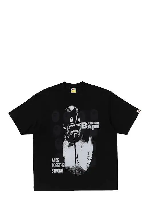 A BATHING APE Spray Print Logo Relaxed Fit Tee Shirt - Black