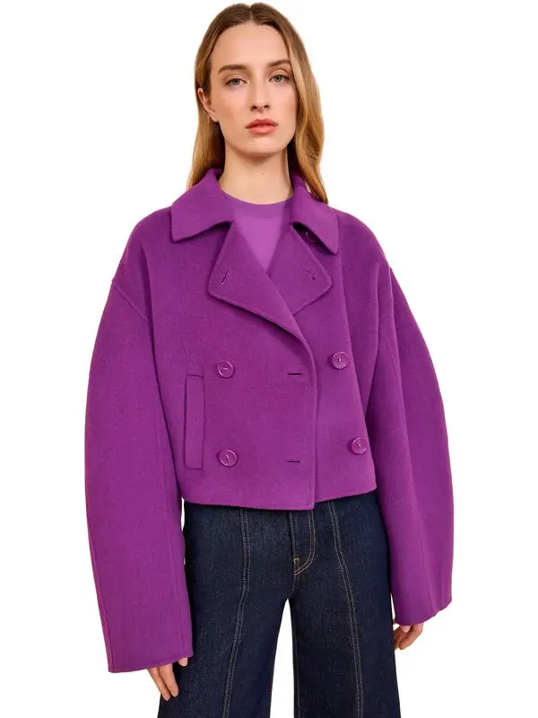 Ulla Johnson Marta Double-faced Wool Cropped Coat - Thistle
