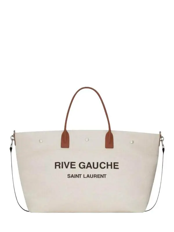 Saint Laurent Rive Gauche Maxi Tote - Cream/brown