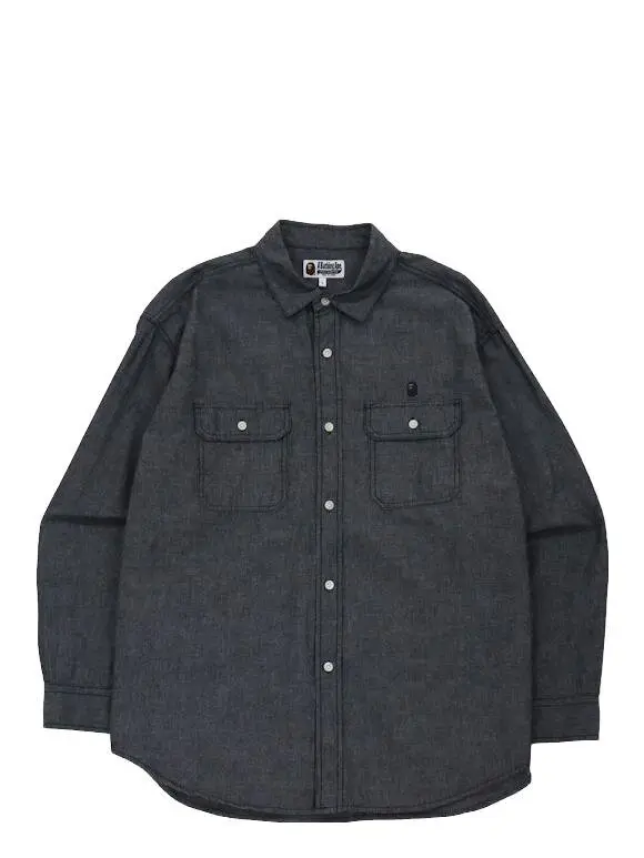 A BATHING APE Chambray Loose Fit Shirt - Black