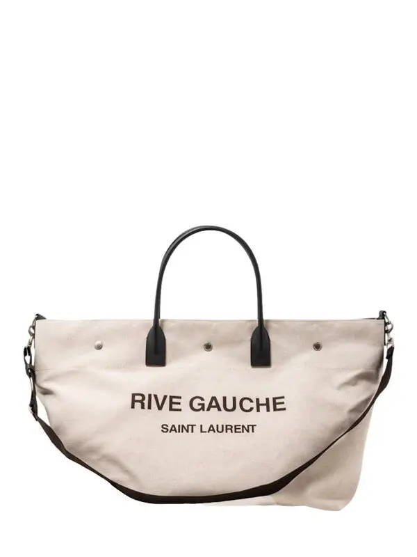 Saint Laurent Rive Gauche Maxi Tote - Cream/black