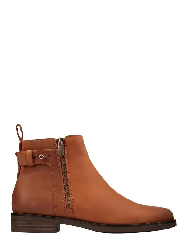Clarks Memi Lo Leather Ankle Boots - Dark Tan
